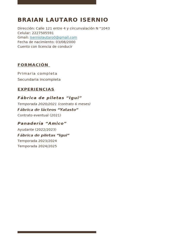 Curriculum Lautaro | PDF