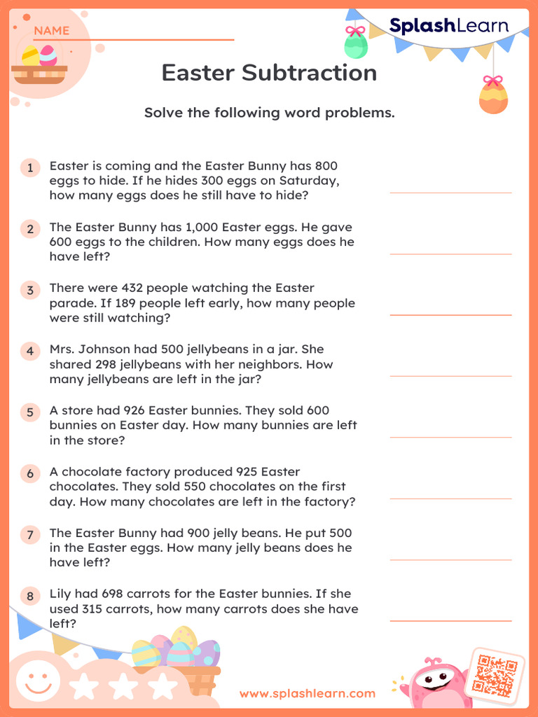 Easter Subtraction Word Problems | PDF