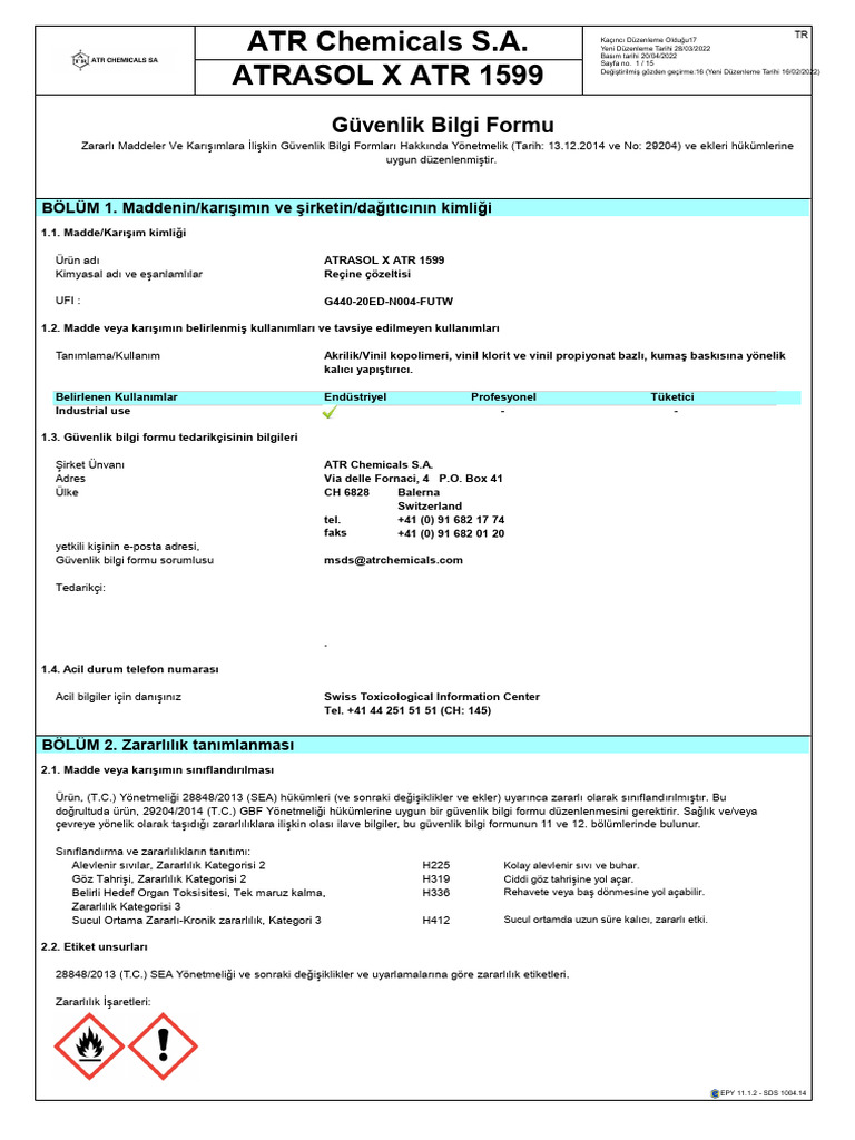 MSDS 1599 TR | PDF