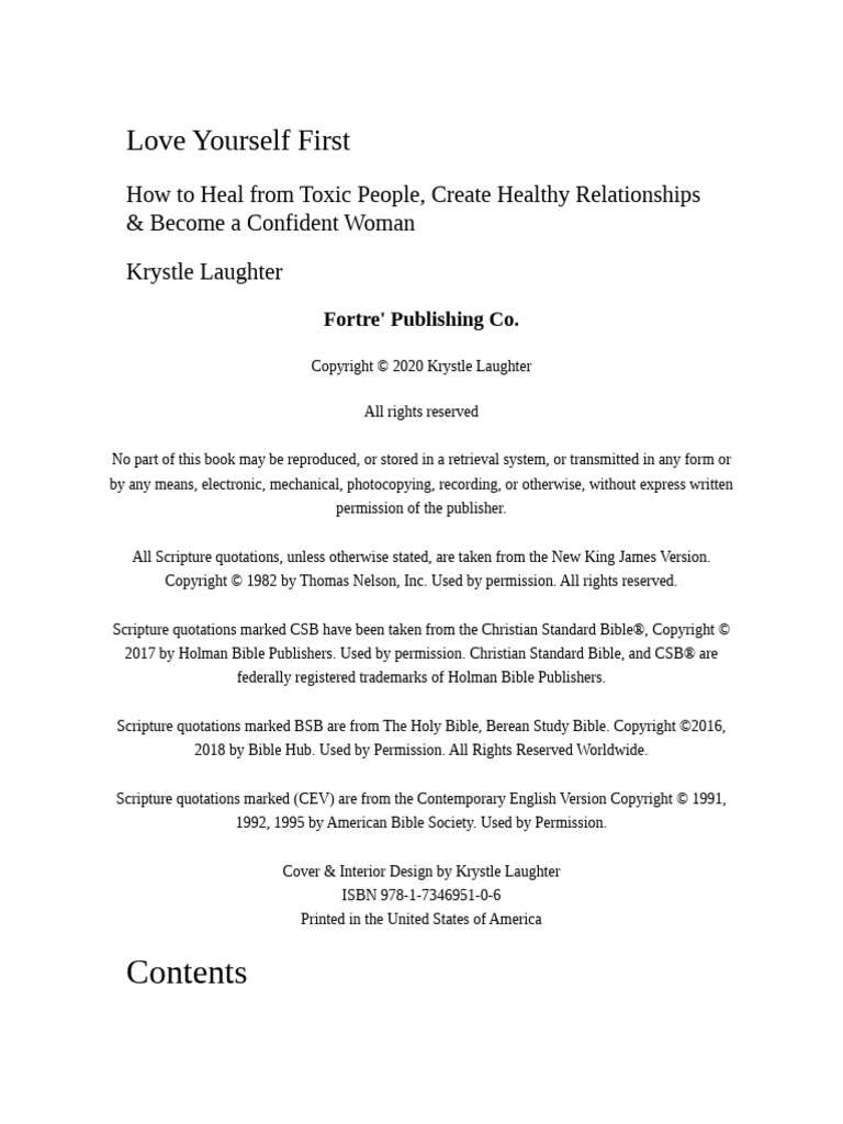Love Yourself First - Krystle Laughter | PDF | Forgiveness | Love