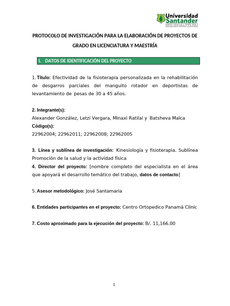 Protocolo de Proyectos de Investigacion Segundo Grupo Word | PDF | Terapia física | Hombro