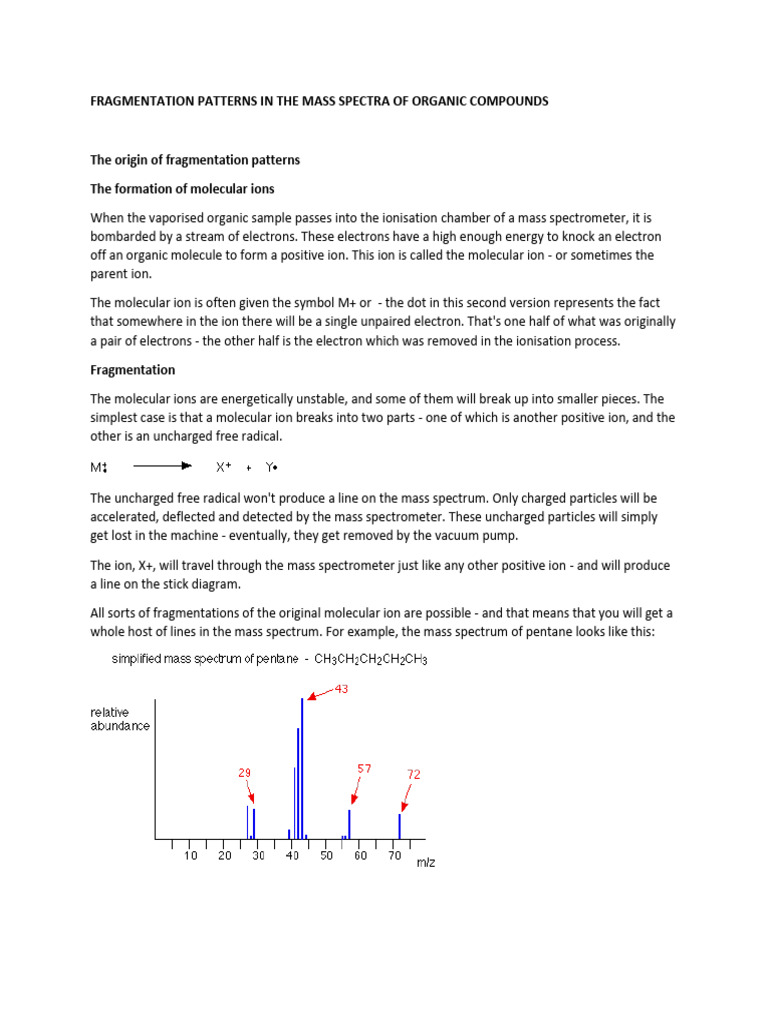 Fragmentation Patterns in The Mass Spectra of Organic Compounds (3) | PDF | Mass Spectrometry | Ion
