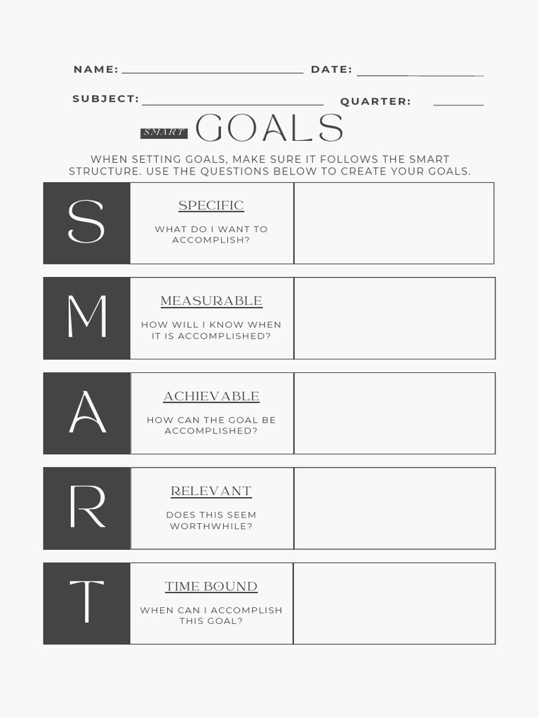 Smart Goals Planner Pdf