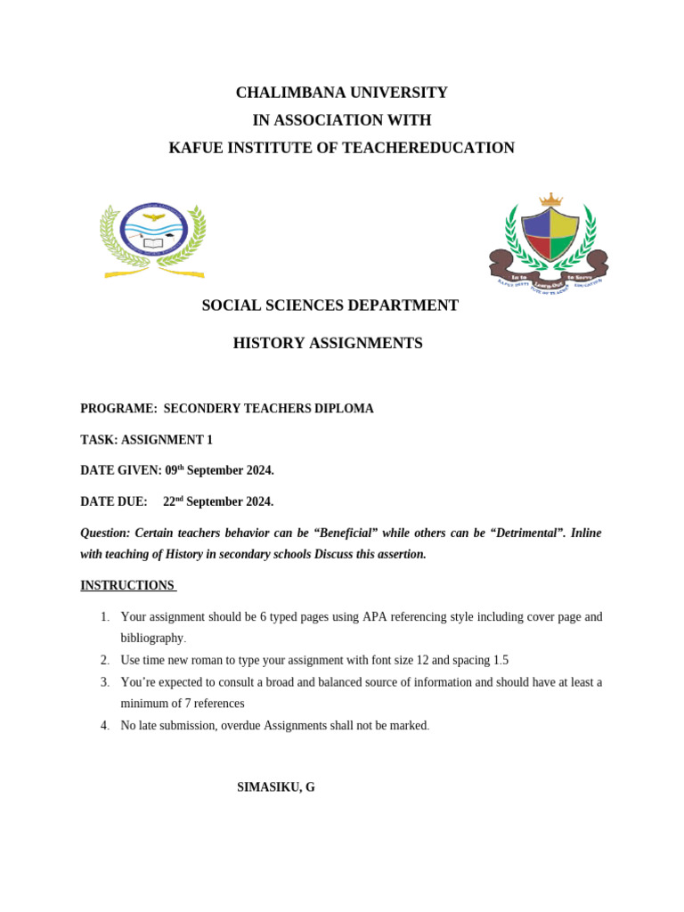 Assignment History | PDF