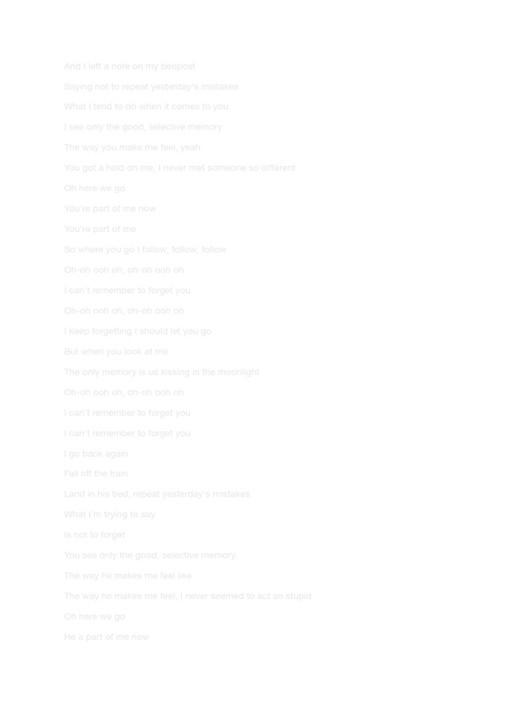 I Can't Remember to Forget You | PDF