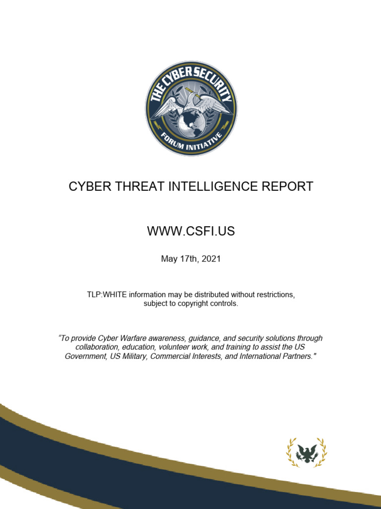 Csfi Cti Report 17 May 2021 1621334879 | PDF | Security | Computer Security