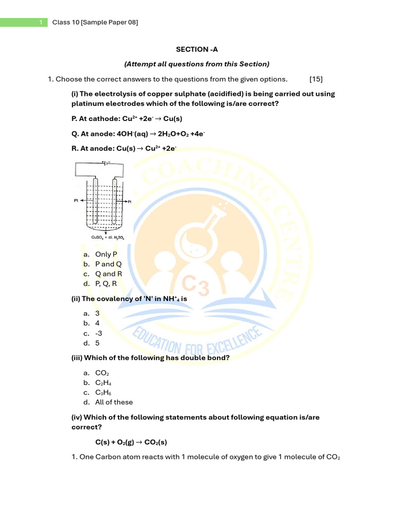Sample Paper 08 | PDF | Oxide | Nitric Acid