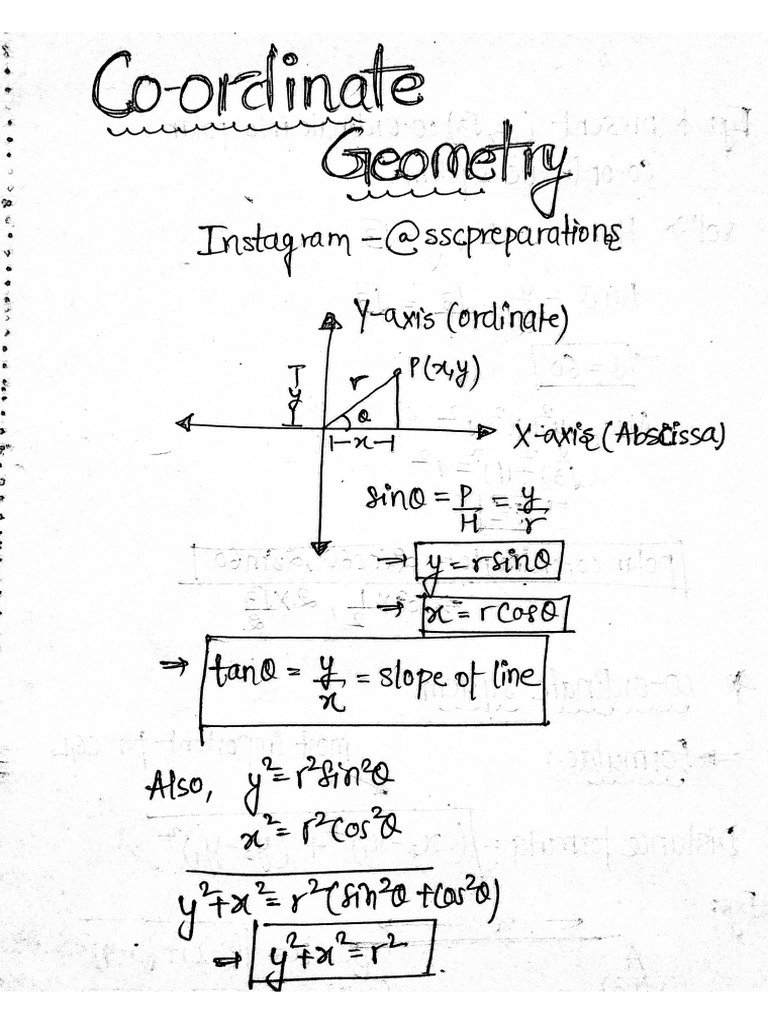 Coordinate Geometry Complete Handwritten Notes For SSC CGL 2024 | PDF