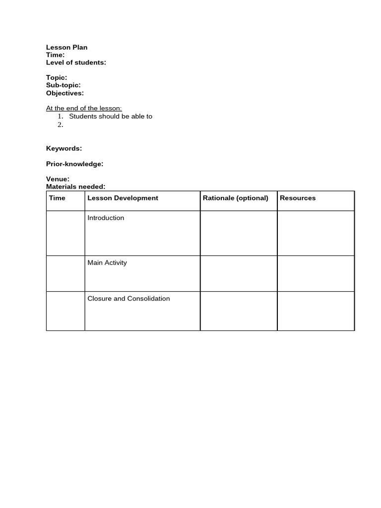 Lesson Plan Template | PDF