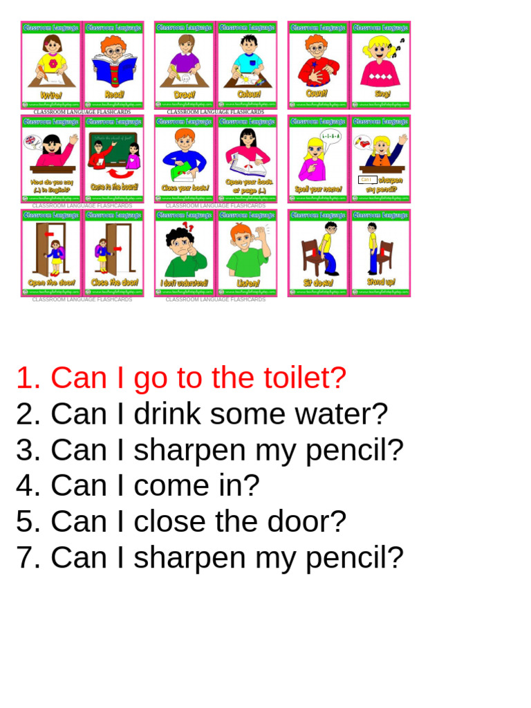 Classroom Language Flashcards Guide | PDF