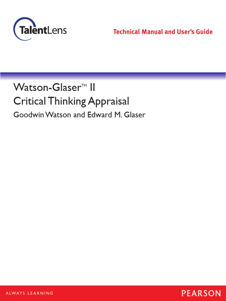 Watson Glaser Manual | PDF | Argument | Critical Thinking