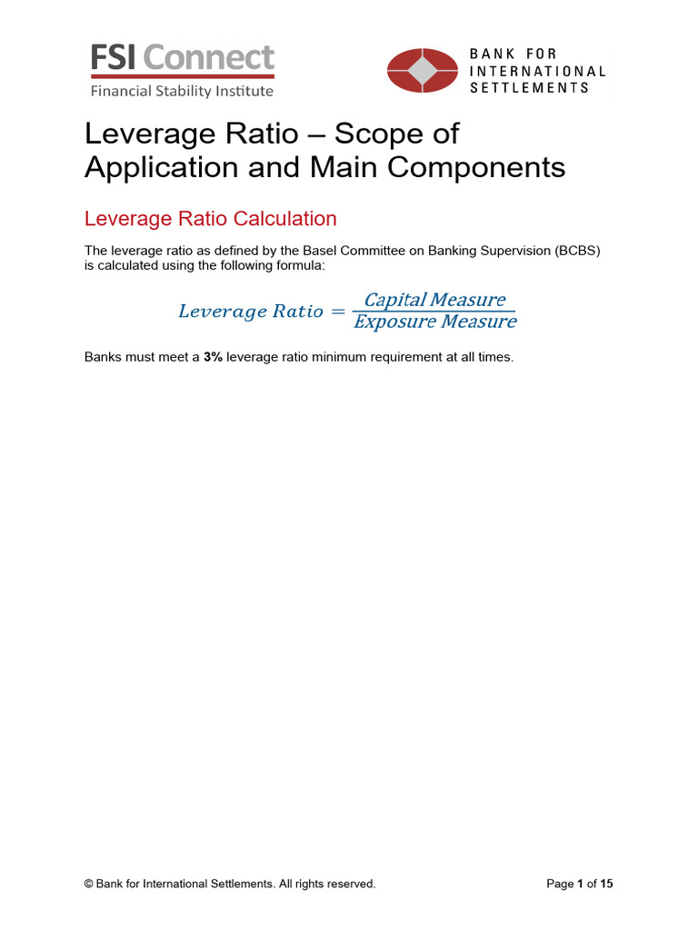 Leverage Ratio Scope of Application and Main Components | PDF | Capital ...