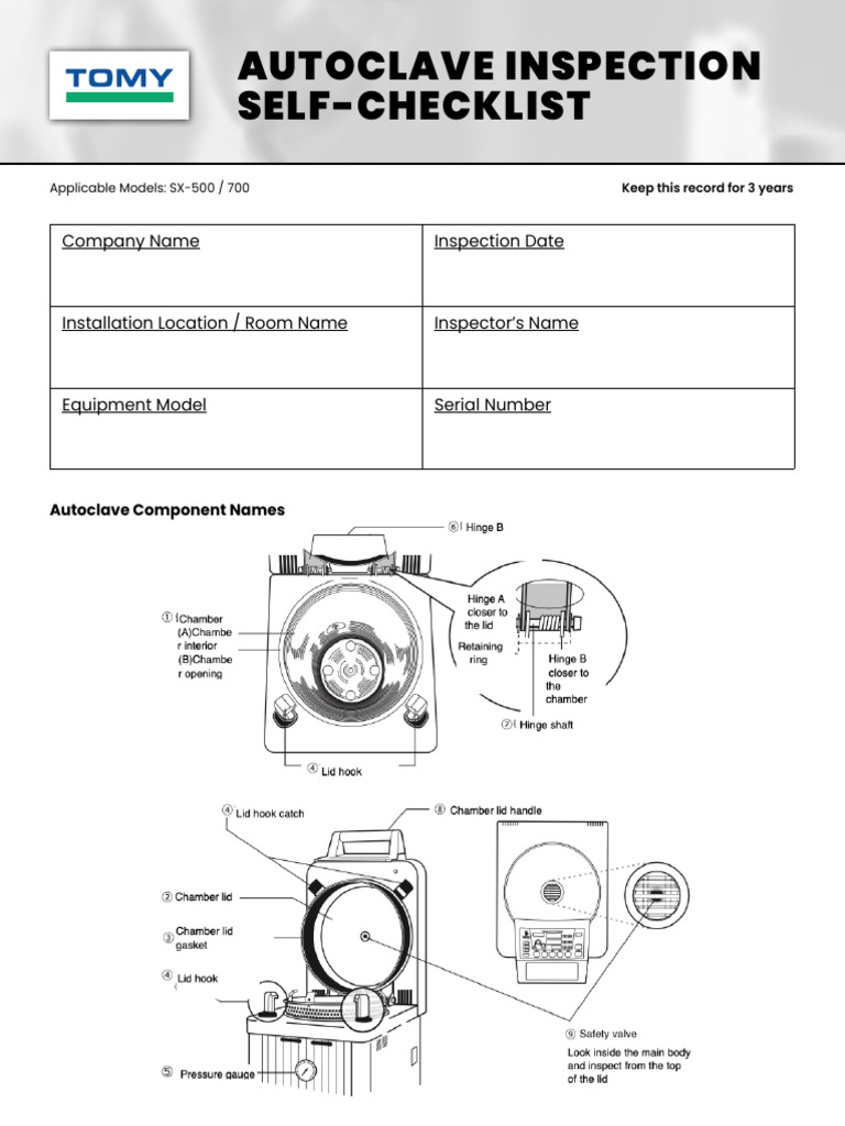 Autoclave Weekly Maintenance Checklist | PDF | Mechanical Engineering