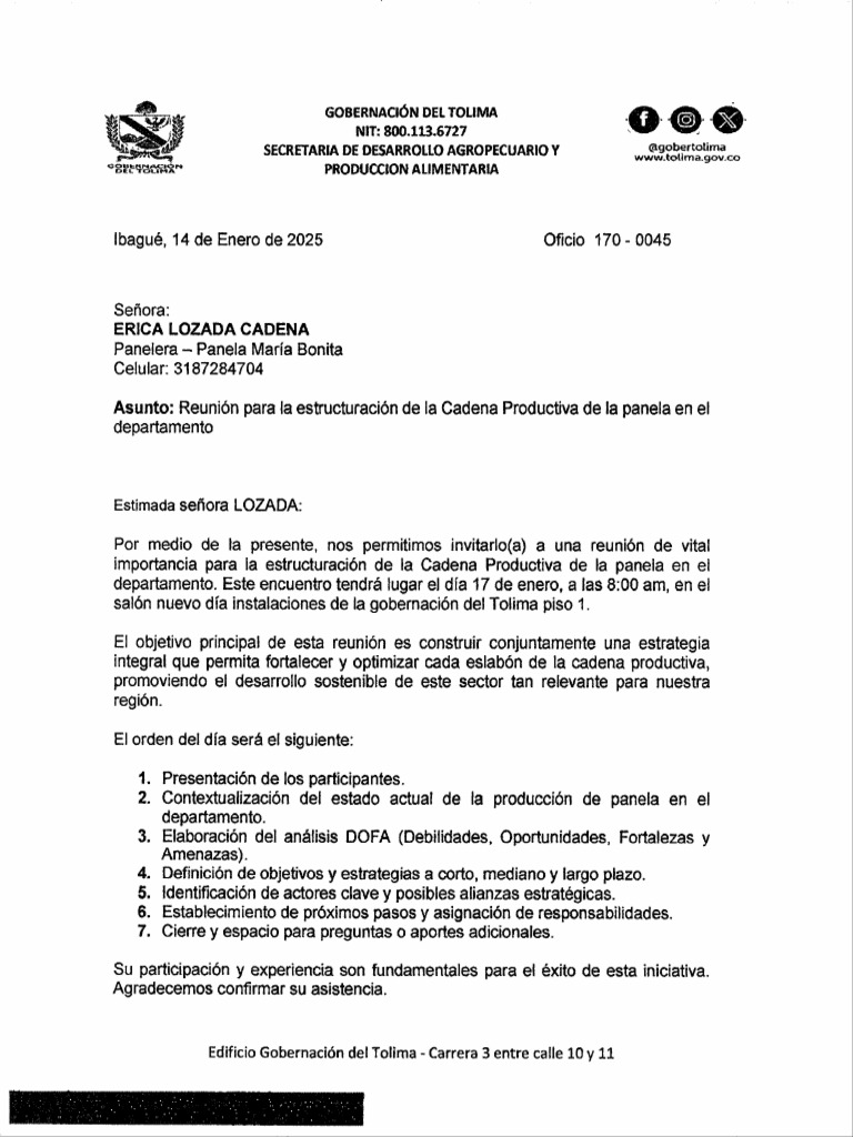 OFICIO 170-0045 Erica Lozada Cadena | PDF