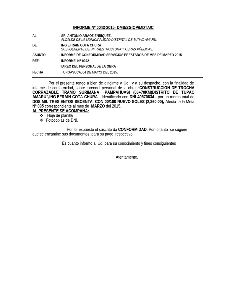 Tareo Del Personalde La Obra | PDF