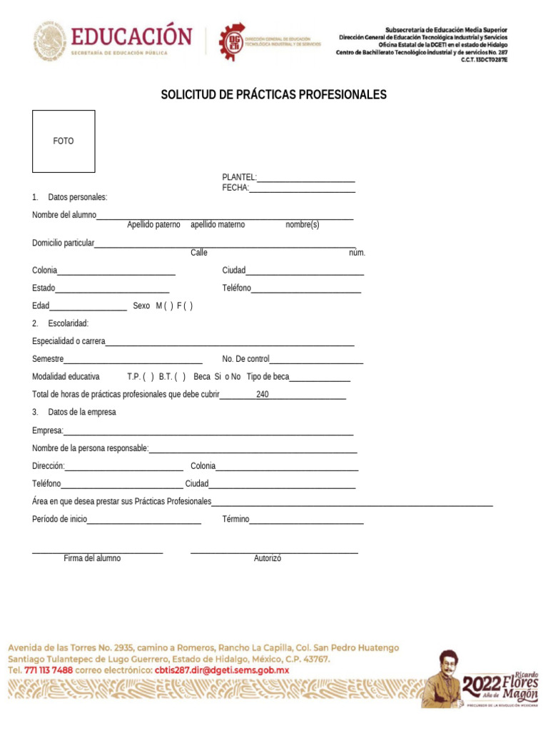 Solicitud Practicas Profesionales | PDF