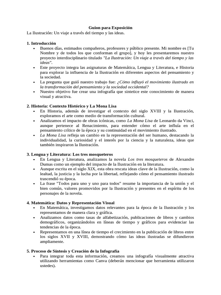 Guion para Exposición | PDF | Era de iluminacion | Infografia