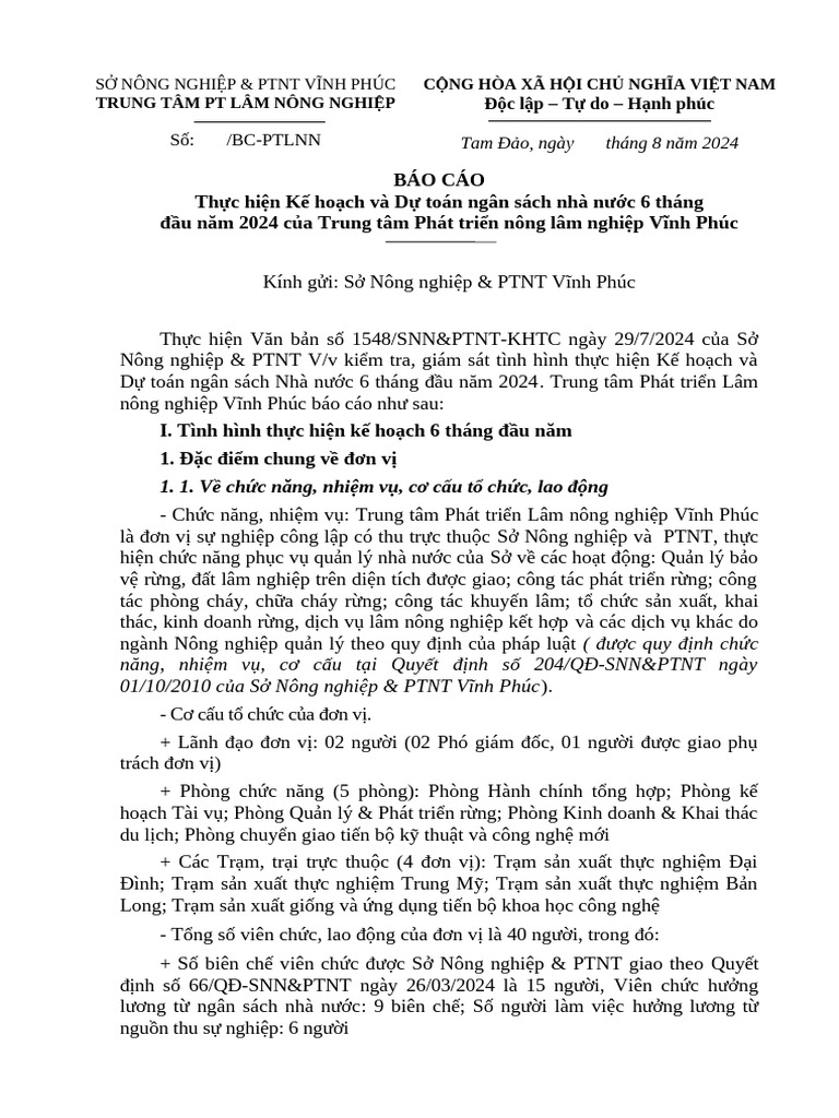 14.8.2024 Báo Cáo Thuc Hien KHDT 6 Thang 2024 TT LAM NGHIEP ...