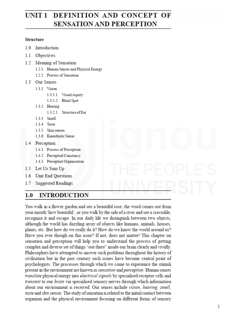Unit-1 | PDF | Senses | Perception