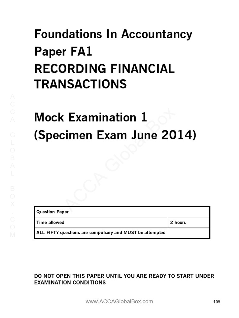 FAI MOCK EXAM | PDF | Debits And Credits | Cheque