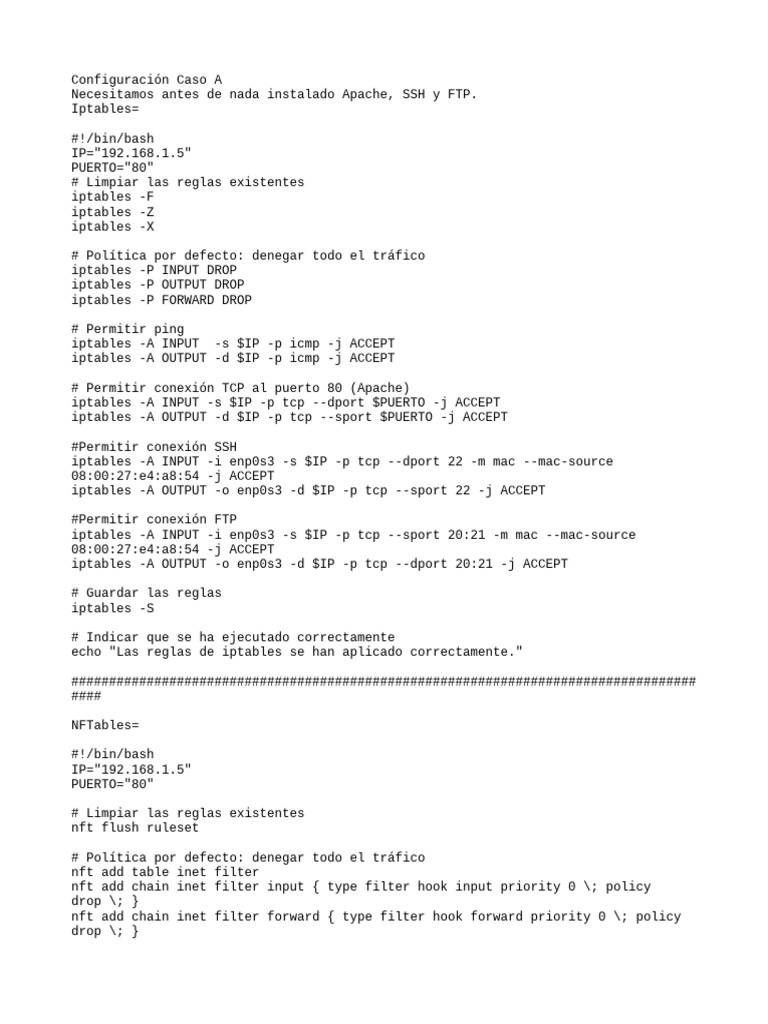 Configuración de Firewall con Iptables y NFTables | PDF | Protocolo de ...