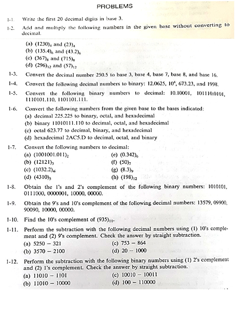 ProblemSet NumberSystems | PDF