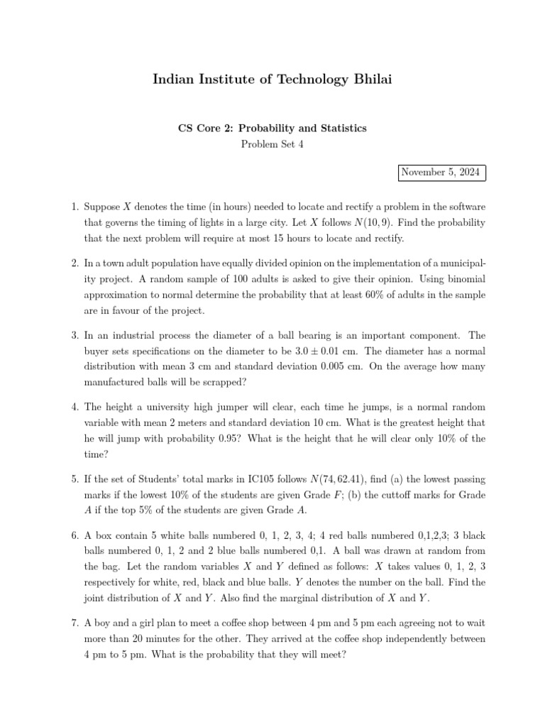 Problem Set 4 | PDF | Probability Distribution | Standard Deviation