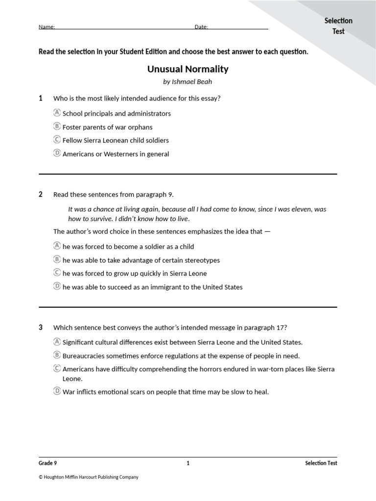 Ishmael Beah's Unusual Normality | PDF
