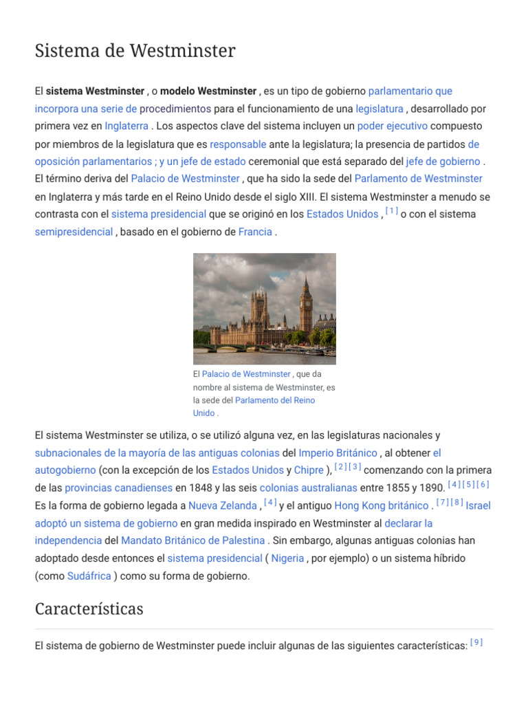 Westminster System - Wikipedia | PDF | Jefes de estado | Gabinete ...