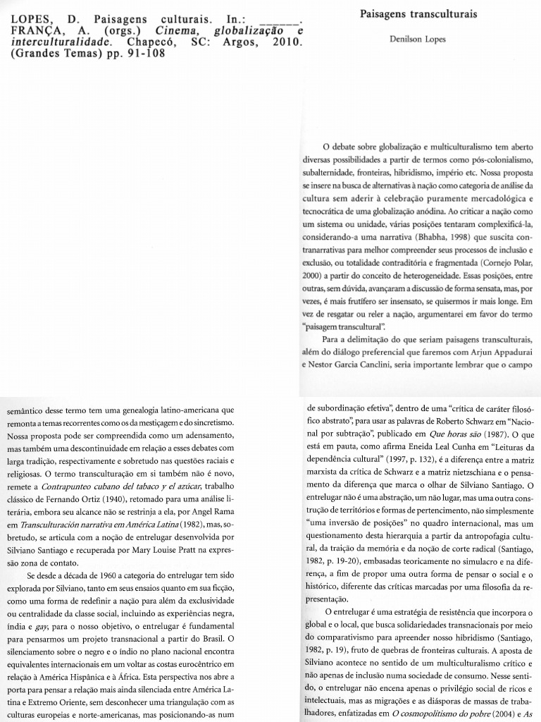 Paisagens Culturais Denilson Lopes | PDF