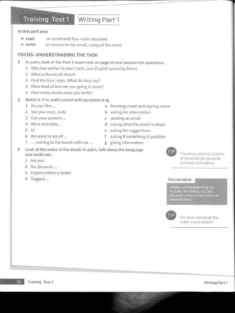 Cambridge B1 Trainer Test 1 Writing | PDF