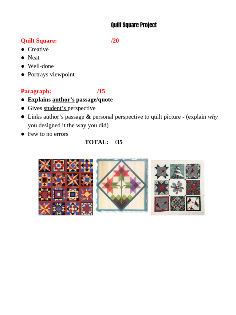 2024 Quilt Square Rubric | PDF