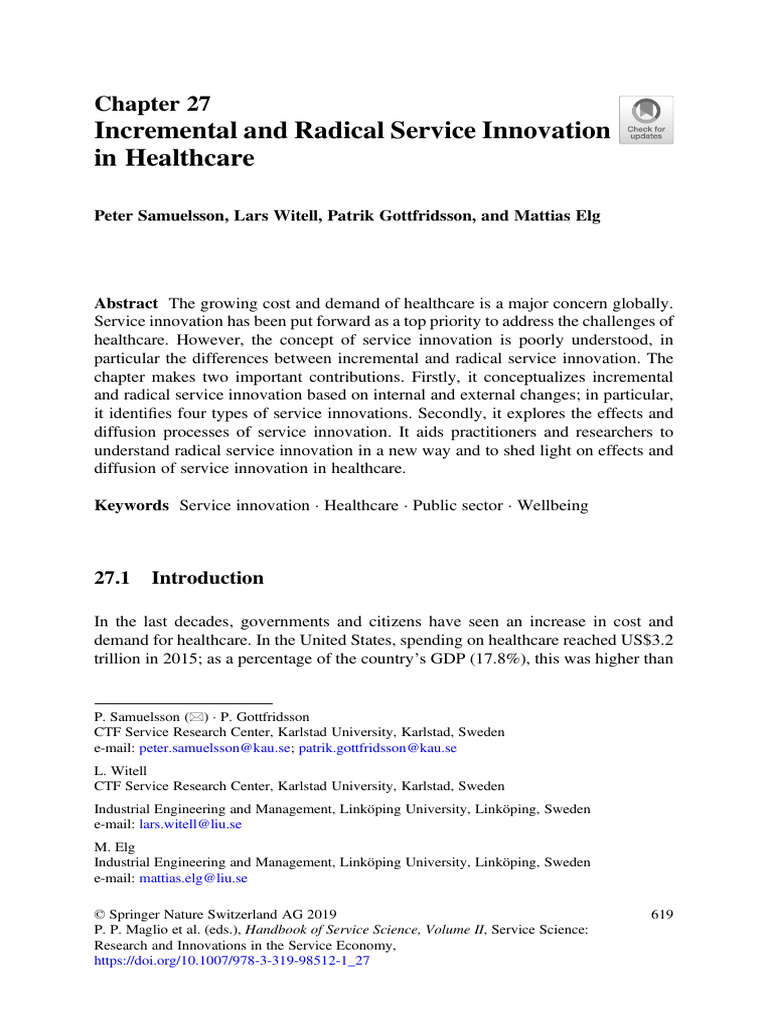 Incremental and Radical Service Innovation in Healthcare | PDF ...