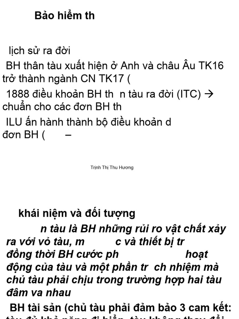 Bảo hiểm thân tàu (hull insurance) | PDF