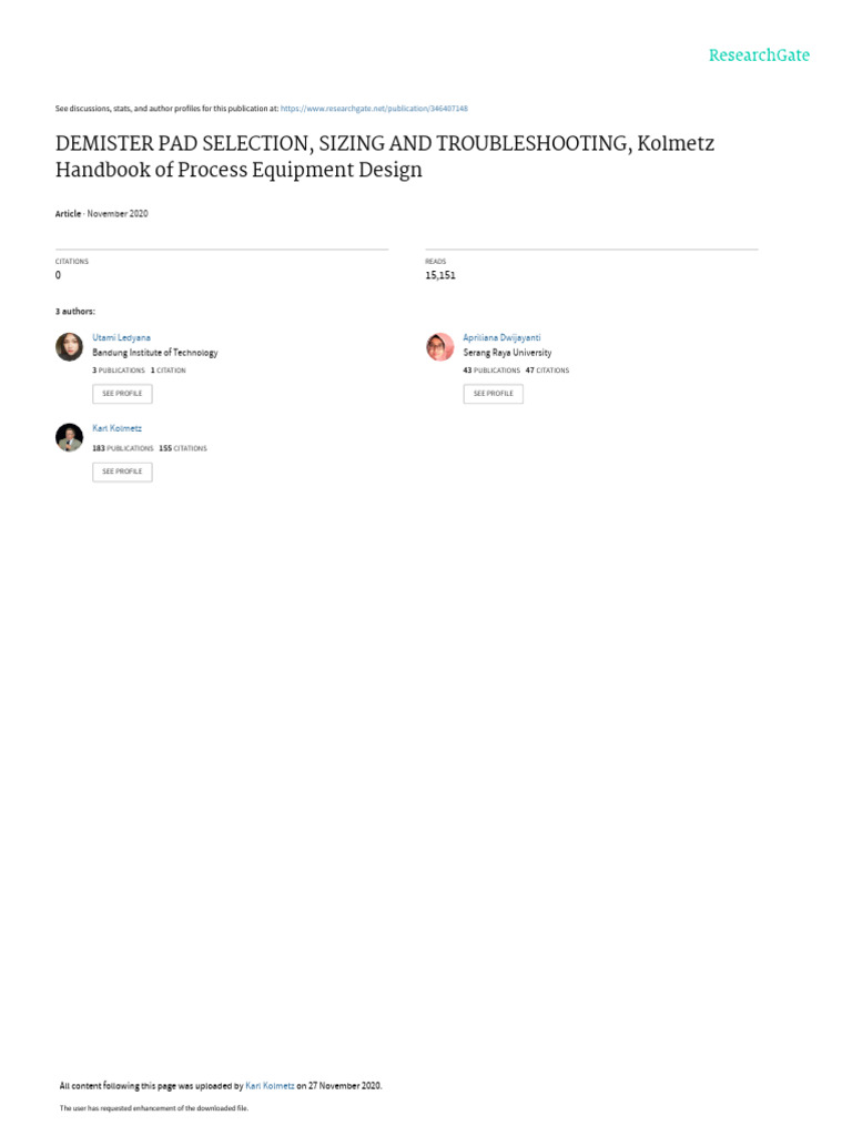 ENGINEERING DESIGN GUIDELINES Demister Pads Rev1web | PDF | Density ...