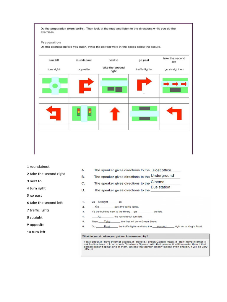 Directions and Traffic Terms Guide | PDF