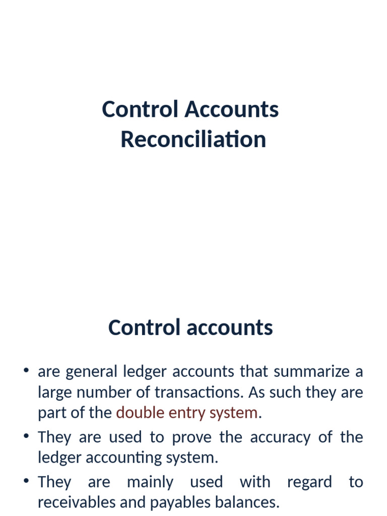 Control Accounts Reconciliation | PDF | Debits And Credits | Accounting