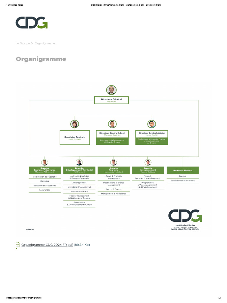 Organigramme CDG 2024 au Maroc | PDF