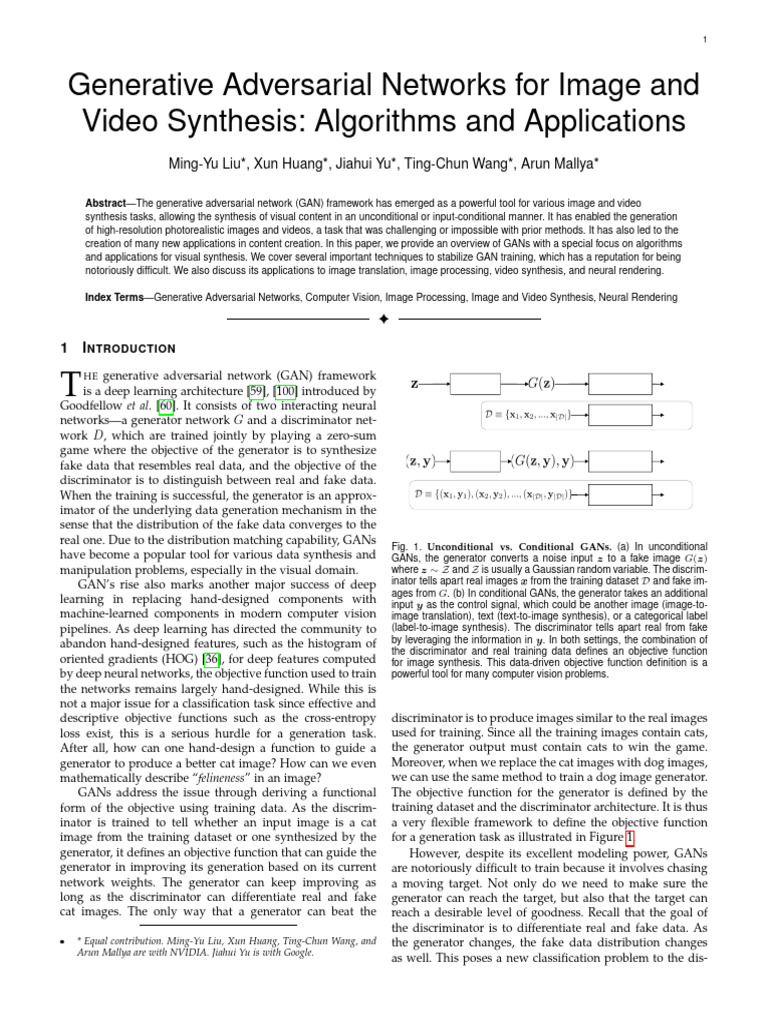 Generative Adversarial Networks For Image and Video Synthesis: Algorithms and Applications | PDF ...