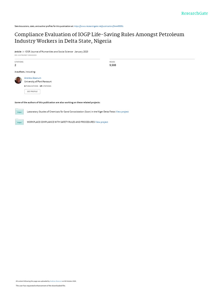Compliance with IOGP Life-Saving Rules | PDF | Statistics | Regulatory ...