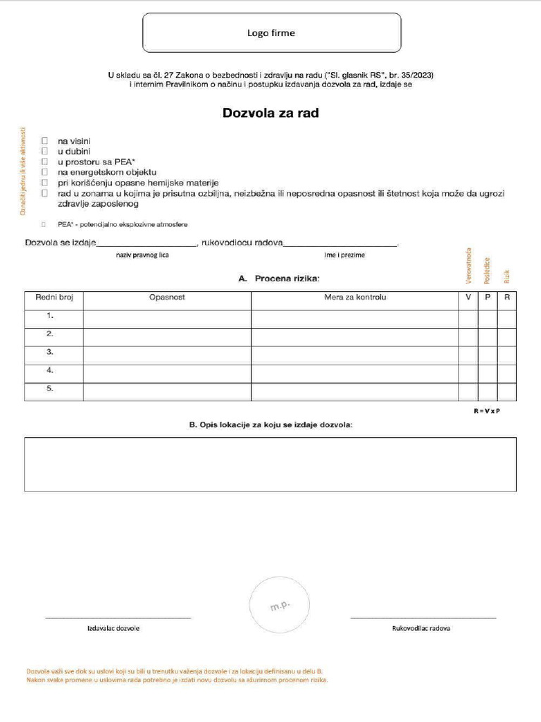Dozvola Za Rad | PDF