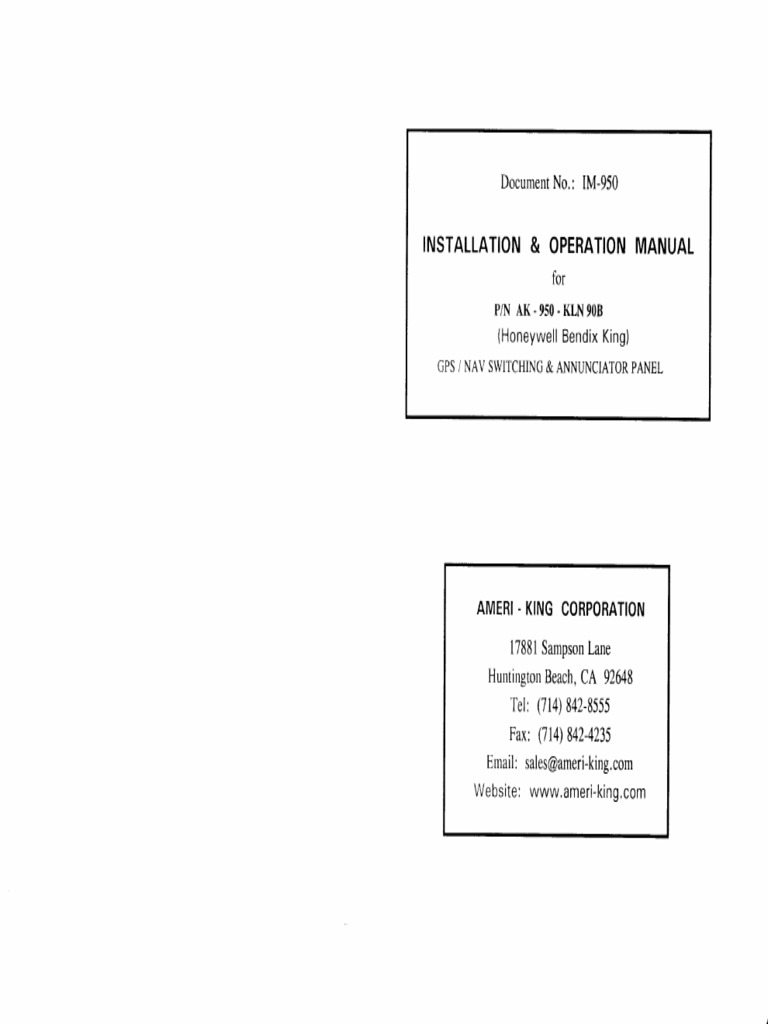 KLN90B I&o Im-950 | PDF