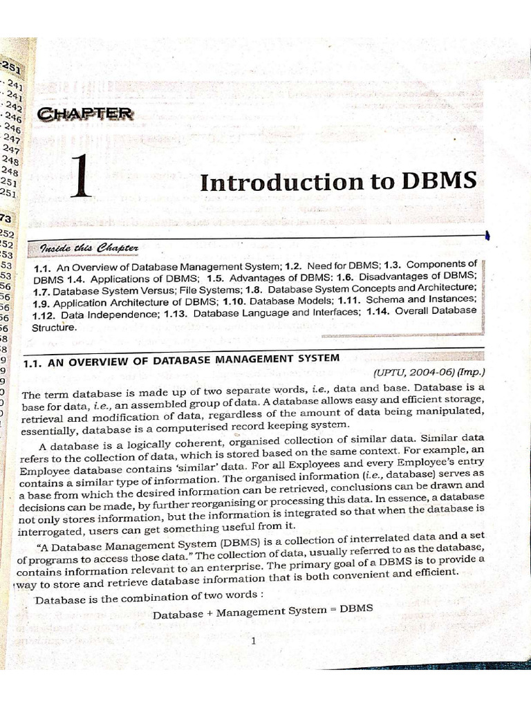 DBMS Unit 1 | PDF