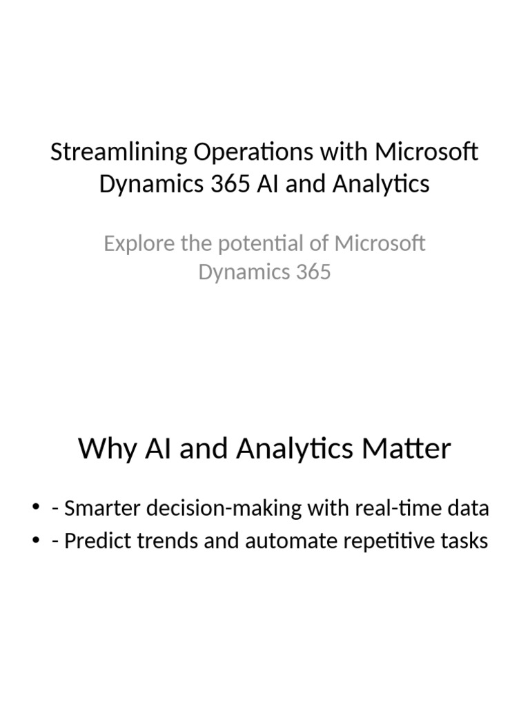 Dynamics365 AI Analytics | PDF