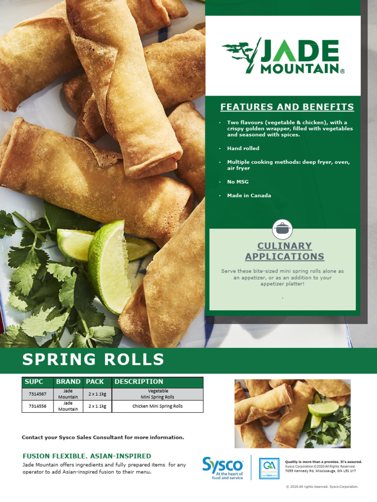 MLW - FY25 Jade Mountain Spring Rolls 8.2024 EN | PDF | Cuisine ...