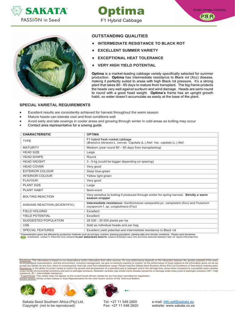 OPTIMA | PDF | Cabbage | Soil