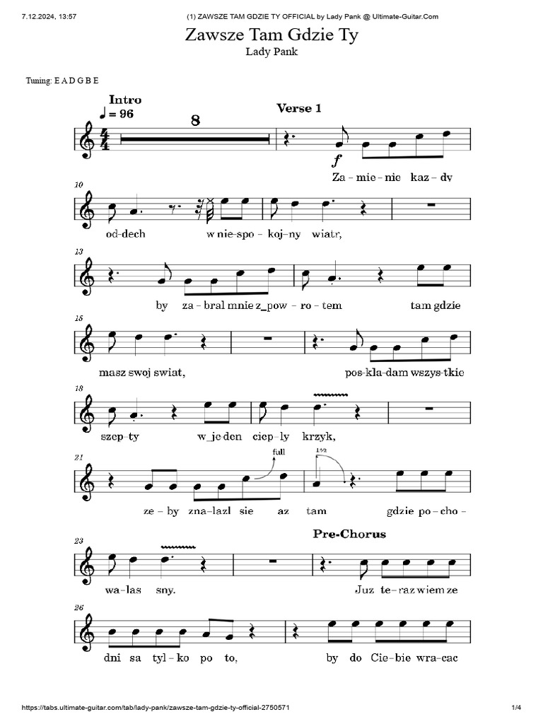 (1) Zawsze Tam Gdzie Ty Official by Lady Pank @ Ultimate-guitar.com | PDF