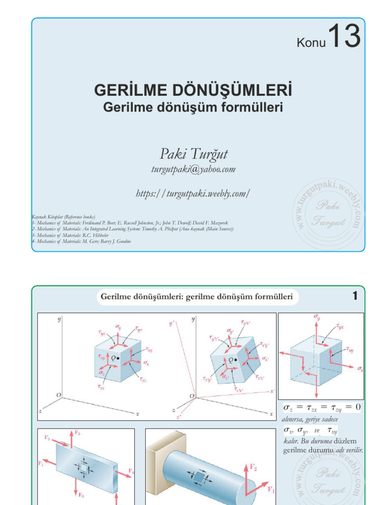 Konu 13 Gerilme Dönüşümleri Formuller | PDF