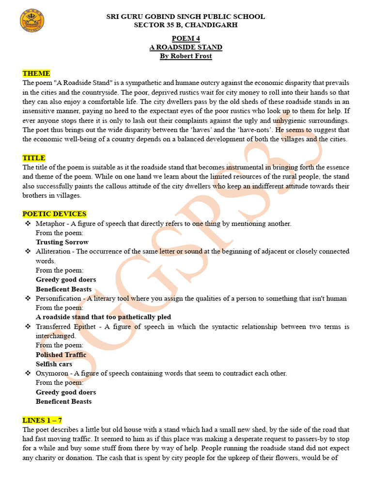 Poem 4, A Roadside Stand | PDF | Poetry