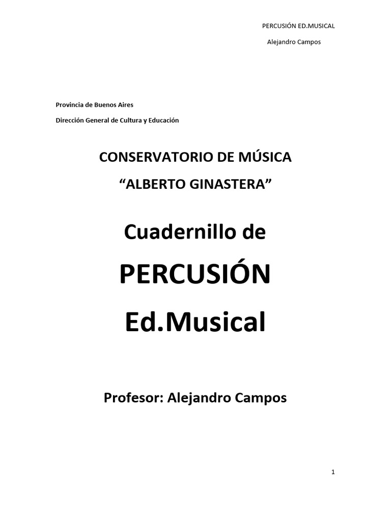 Percusión Ed Mus Cuadernillo Ginastera 2022 | PDF | Industria de la música